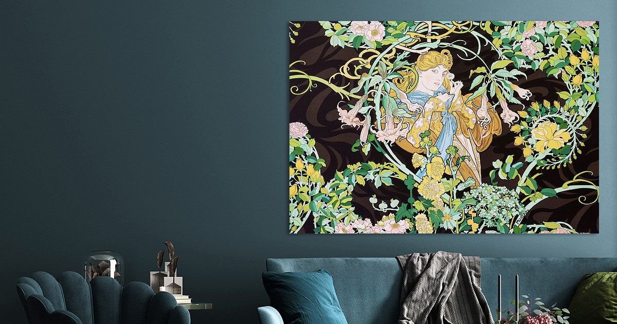 Alphonse Mucha,Frau mit Blumen ArtFrame, Leinwand, Poster und mehr | Art Heroes